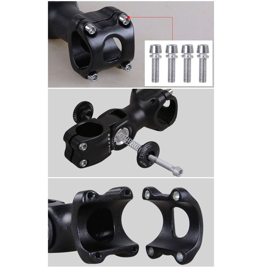 LYYCX 25.4mm / 31.8mm Road Bike Handlebar Stem 28.6mm Aluminum Alloy 0-60 Degree Adjustable Black 90mm / 110mm (Size : 25.4x90MM)