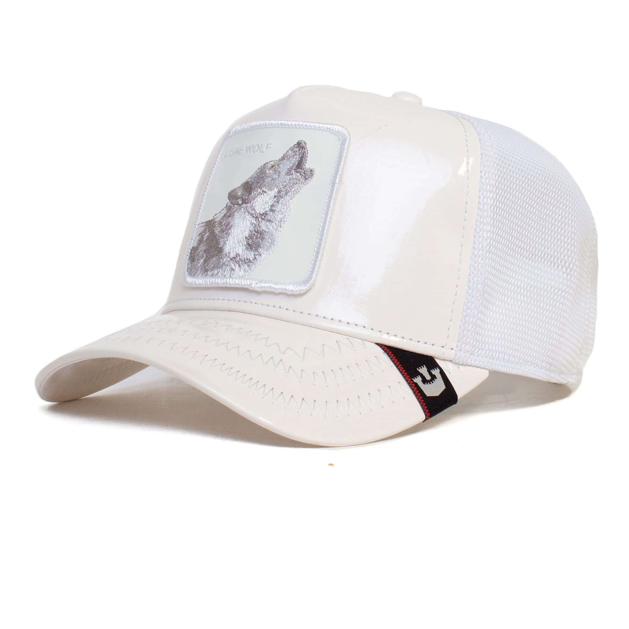 Goorin Bros. The Farm Unisex High Shine Faux Leather Adjustable Snapback Trucker Hat, Big White, One Size