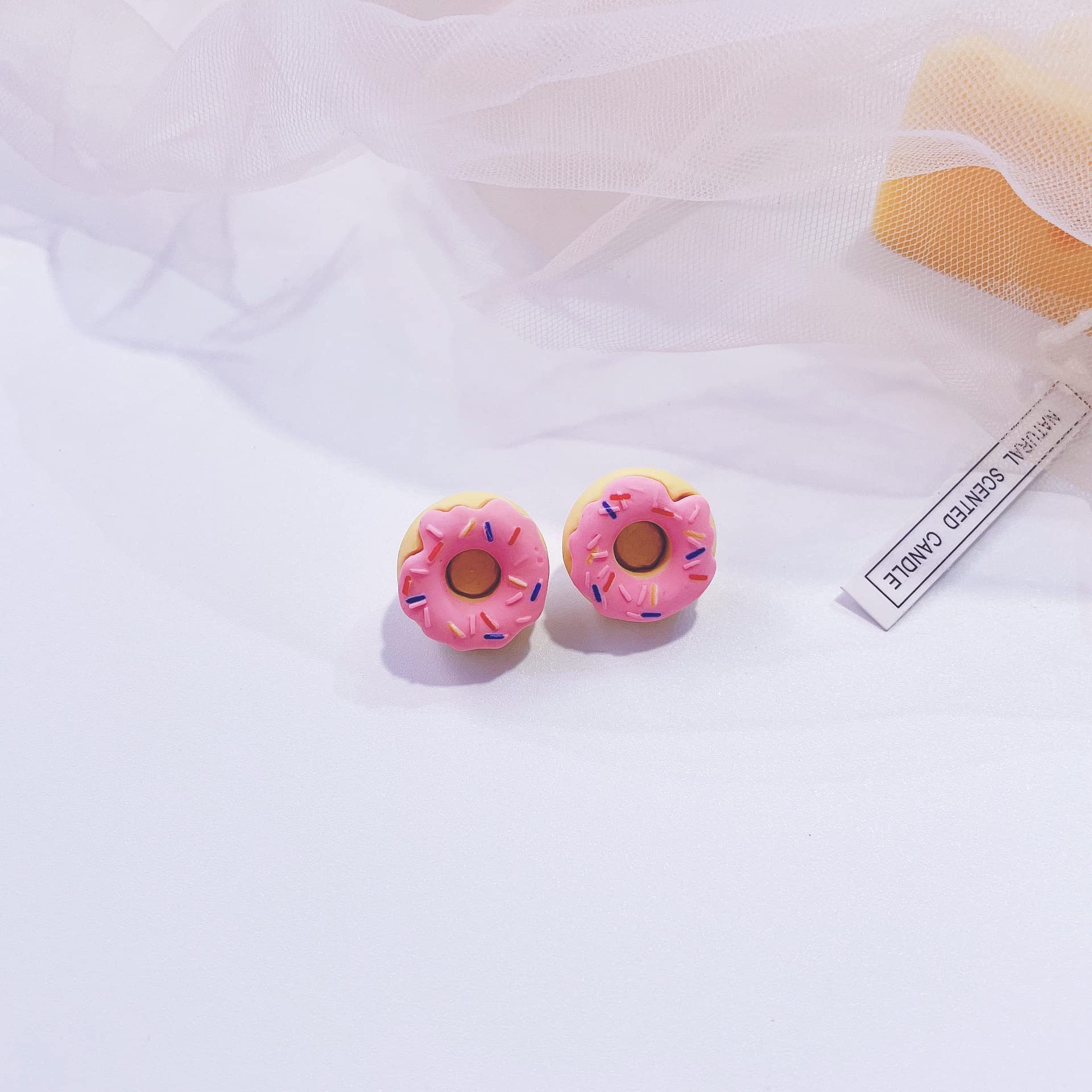 Sweet Donut Stud Earrings Resin Donuts Cake Food Simulate Earrings for Women Jwelry-Resin 1