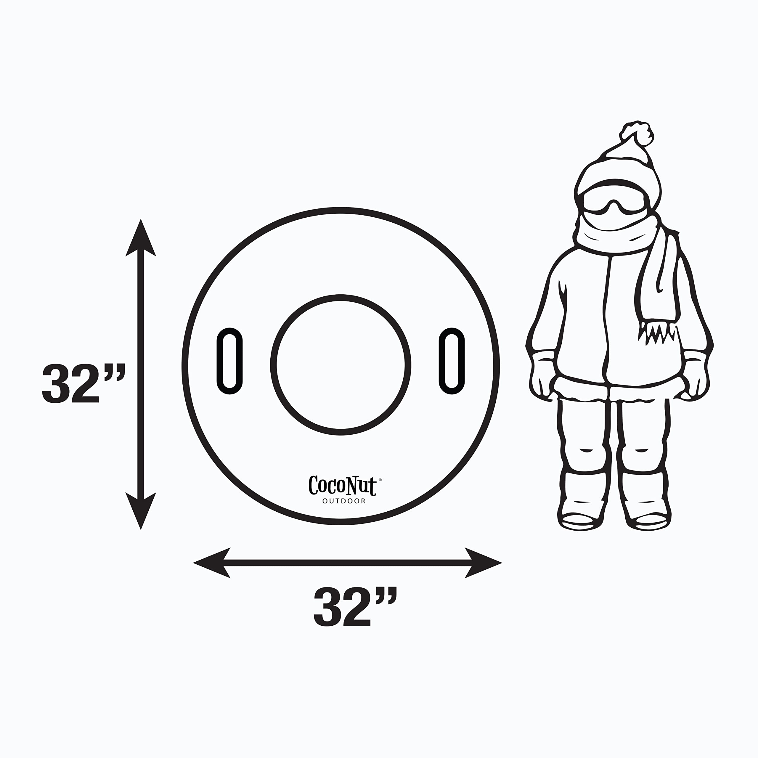 CocoNut Outdoor- 32” Inflatable Penguin Snow Ring- “Snow Much Fun” Heavy Duty Snow Sled with Sturdy Handles for Kids, Teens and Adults-Cold Resistant Toboggan -Lightweight Tube for Boys and Girls