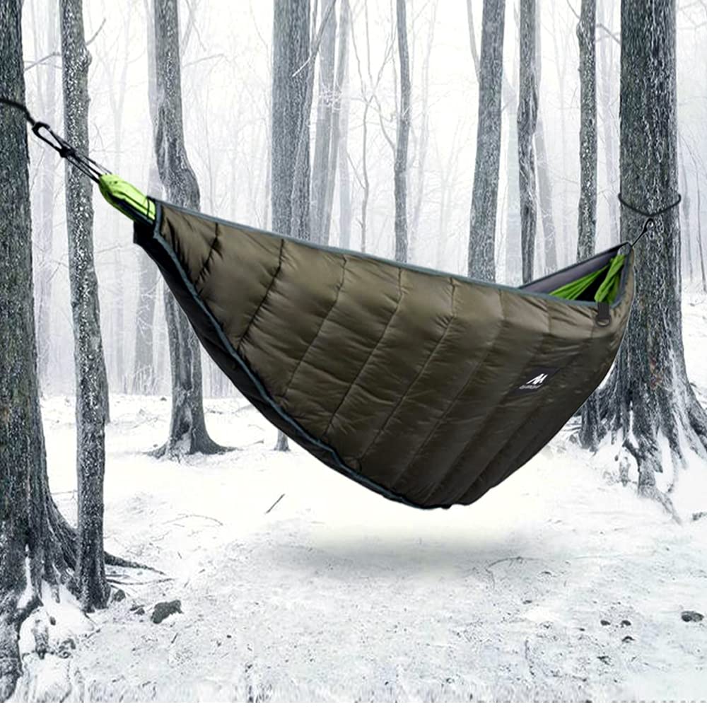 Under Quilts for Hammocks, HIKERBRO Ultralight Hammock Underquilt, Double Size Underquilt for Hammock Camping, Backpacking Army Green