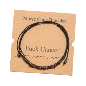 Lvla Gan Morse Code Bracelet for Women, String Wrap Bracelet Friendship Daughter Boyfriend Girlfriend Couples Inspirational Gifts Bracelet Gift for Her Secret Message Strand Bracelet Fuck Cancer