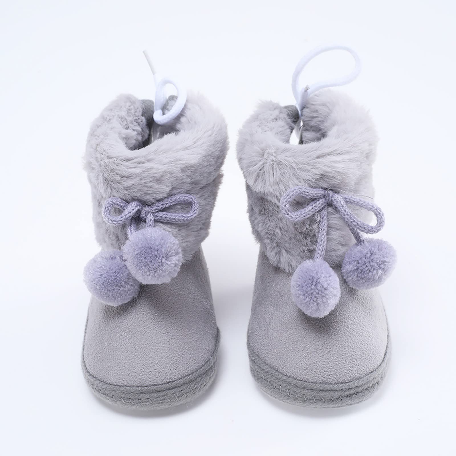 Toddler Boys Booties Girls Plush Snow Warming Shoes Baby Soft Boots Infant Baby Shoes Toddler Dress Up (Grey, 0-6 Months)