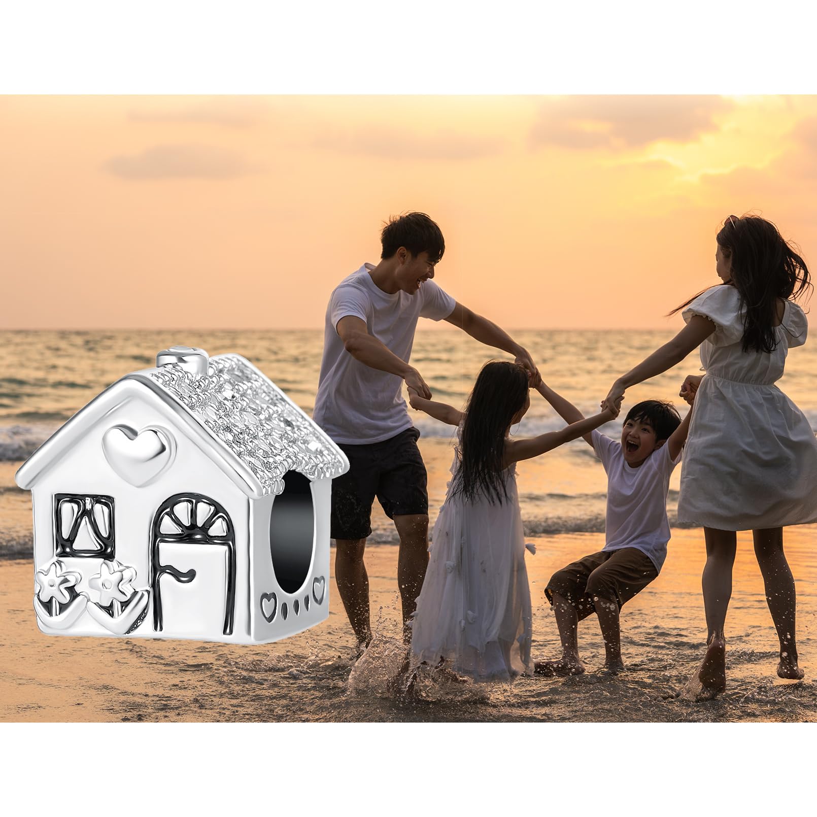 NARTGO Home Family House Charm Compatible with Pandora Charms Bracelets