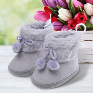 Toddler Boys Booties Girls Plush Snow Warming Shoes Baby Soft Boots Infant Baby Shoes Toddler Dress Up (Grey, 0-6 Months)