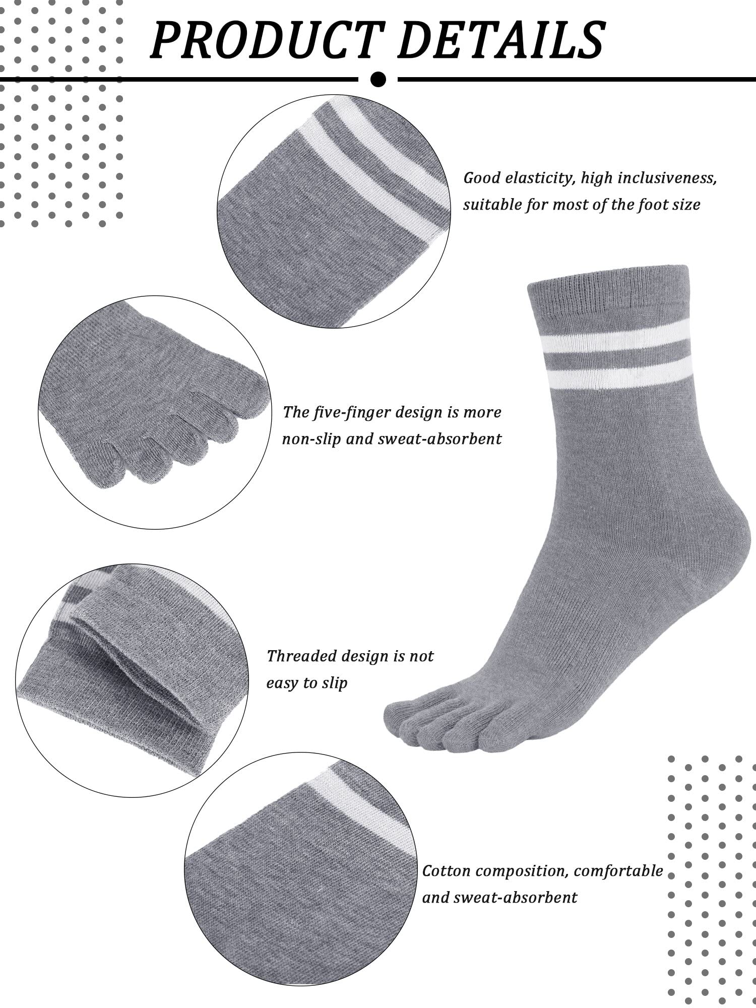 Zhanmai 6 Pairs Women Toe Socks Cotton Five Toe Socks for Running Toe Separator Socks Breathable Athletic Sock for Women Men (Multicolor)