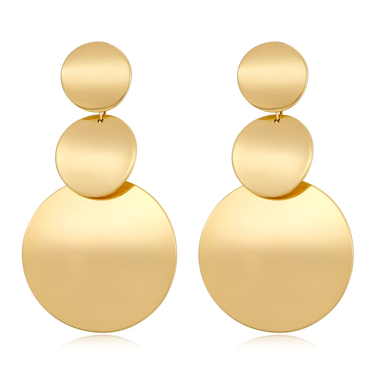 FAMARINE Gold Disc Dangle Earrings Drop Earrings For Women Fashion Bid Gold Earrings