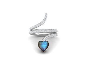 mooneye 7mm heart shape wrap bypass snake ring natural labradorite 925 sterling silver women wedding rings (sterling silver, 8)