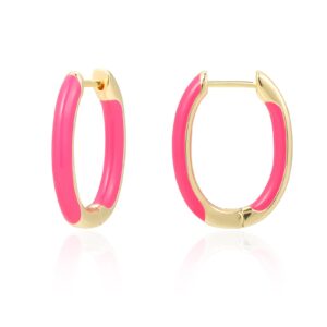 huggie hoop earrings for women, 18k gold plated colorful enamel huggie earrings small hypoallergenic rose red cute jewelry gifts