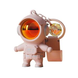 vlmazlm pretty keychains astronaut kawaii key chain with sunset light, astronaut cute keychains pendant car keychains (pink)