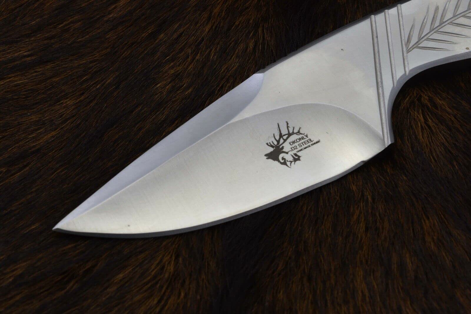 DKONLY-BLADES USA: 6.3" Custom Designed Hand-forged D2 Steel Hunting Blank Blade/Skinner Knife (i1x) (Handle Style: Flower)