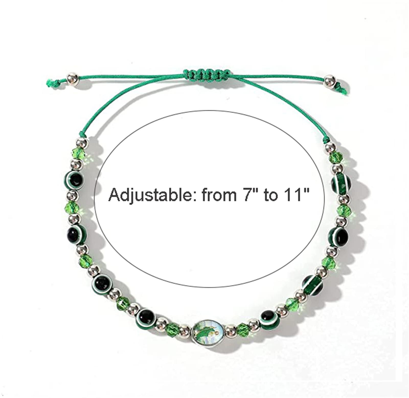 Uarein Saint Benedict/Saint Jude Beaded Bracelet for Women Men.Adjustable Braided Rope Bracelet Evil Eye Bracelet Luck Bracelet for Family 3Pcs (Green1)