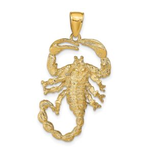 jewelplus 14k yellow gold solid 39x19mm polished open-back scorpion pendant