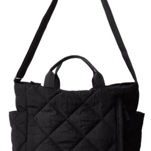 Women Quilted Tote Bag Puffer Hobo Handbag Lightweight Padding Shoulder Bag Nylon Padded Crossbody Purse Black One Size