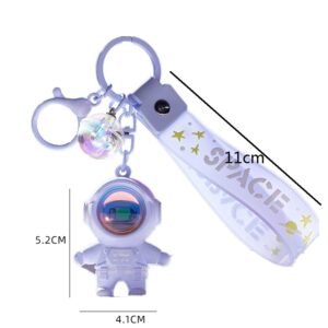 Vlmazlm Rainbow Astronaut Keychain, Purple, Flashlight Keychain for Women and Men, Cute Keychain for Backpacks, Wallet, Car Keys, Unique Gift