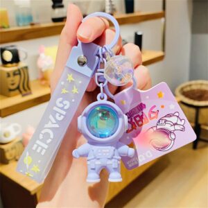 Vlmazlm Rainbow Astronaut Keychain, Purple, Flashlight Keychain for Women and Men, Cute Keychain for Backpacks, Wallet, Car Keys, Unique Gift