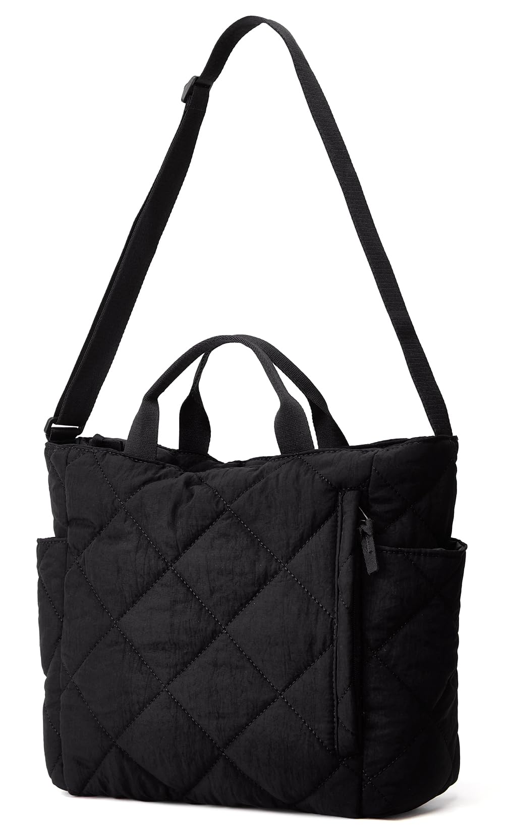 Women Quilted Tote Bag Puffer Hobo Handbag Lightweight Padding Shoulder Bag Nylon Padded Crossbody Purse Black One Size