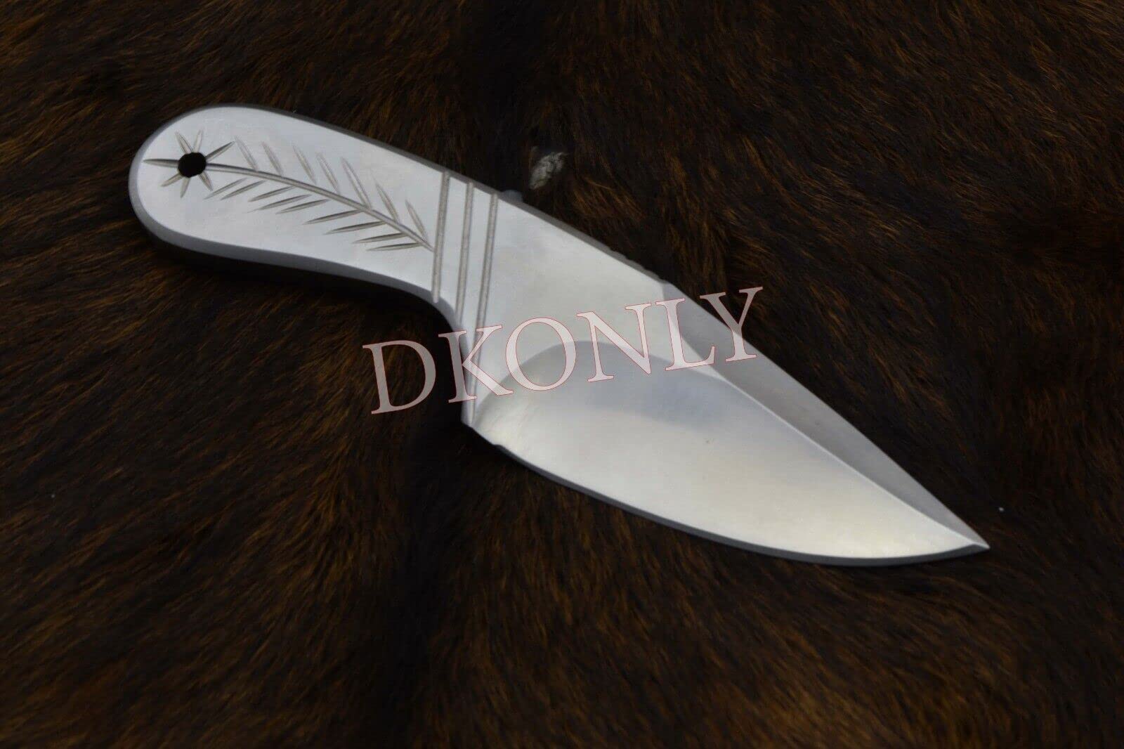 DKONLY-BLADES USA: 6.3" Custom Designed Hand-forged D2 Steel Hunting Blank Blade/Skinner Knife (i1x) (Handle Style: Flower)