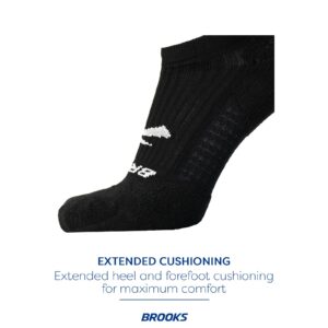 Brooks Ghost Quarter Socks I Performance Running Cushioned Socks with Arch Support for Men & Women - Black - Large