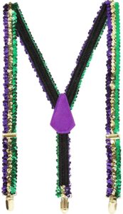 karmogso st. patricks day mardi gras deluxe suspenders party supplies, one size, multicolor (sequin)