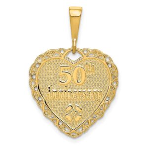 jewelplus 14k yellow gold 29x20mm reversible 50th anniversary charm pendant