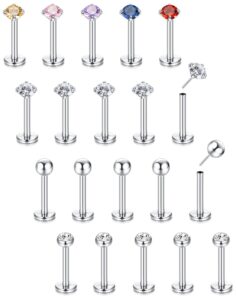 fibo steel 16g threadless push in lip rings for women surgical steel nose rings studs labret monroe tragus helix cartilage earrings medusa piercing jewelry 8mm