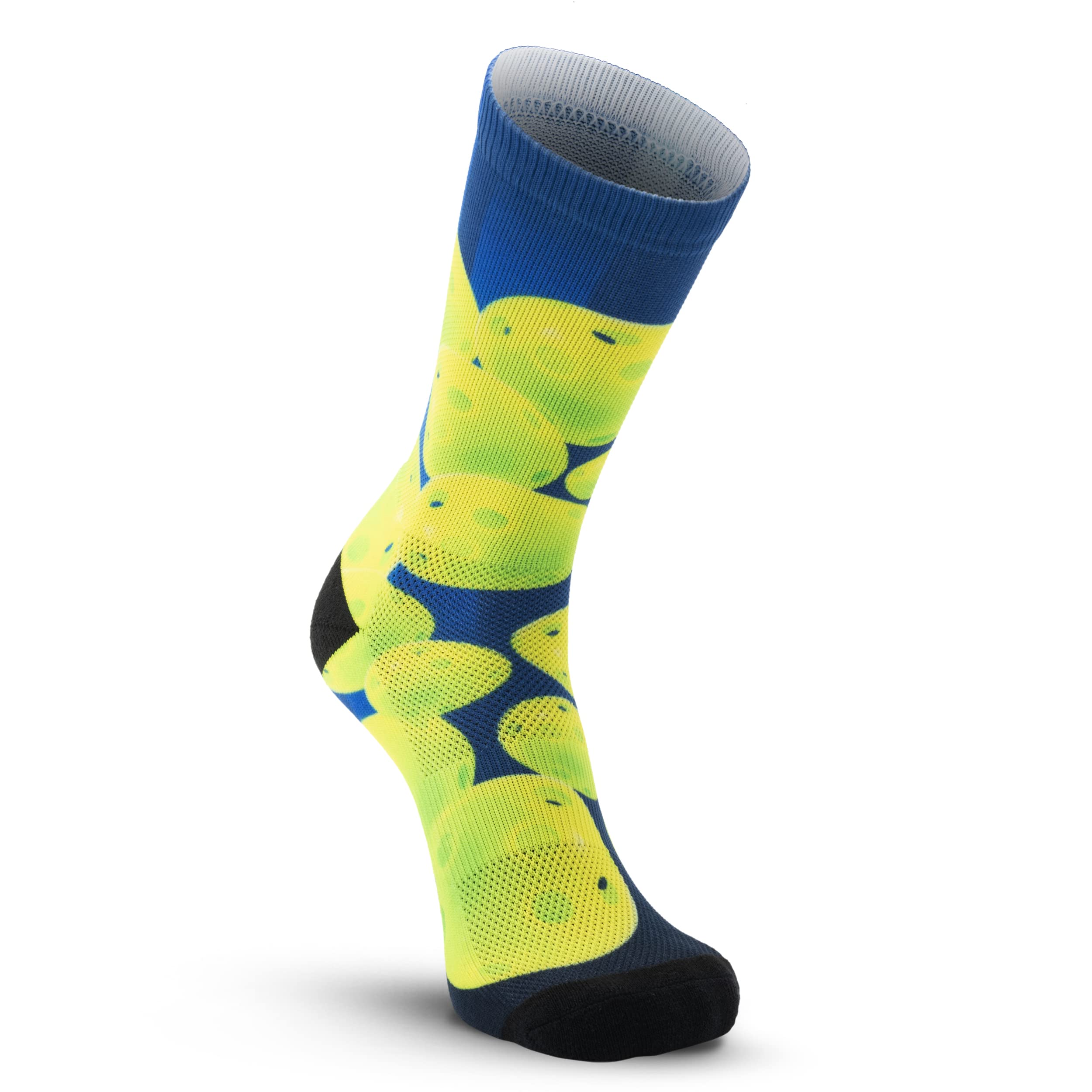 TribeStores Crew Pickleball Socks - Moisture-Wicking Men's Athletic Socks for Pickleball, Tennis, Running, Workout, Hiking, Cycling - Poly Nylon Blue Tube Socks for Men and Women (Small - Medium)