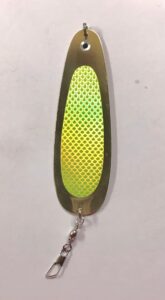 montana tackle kokanee dodger: uv chartreuse prism/brass