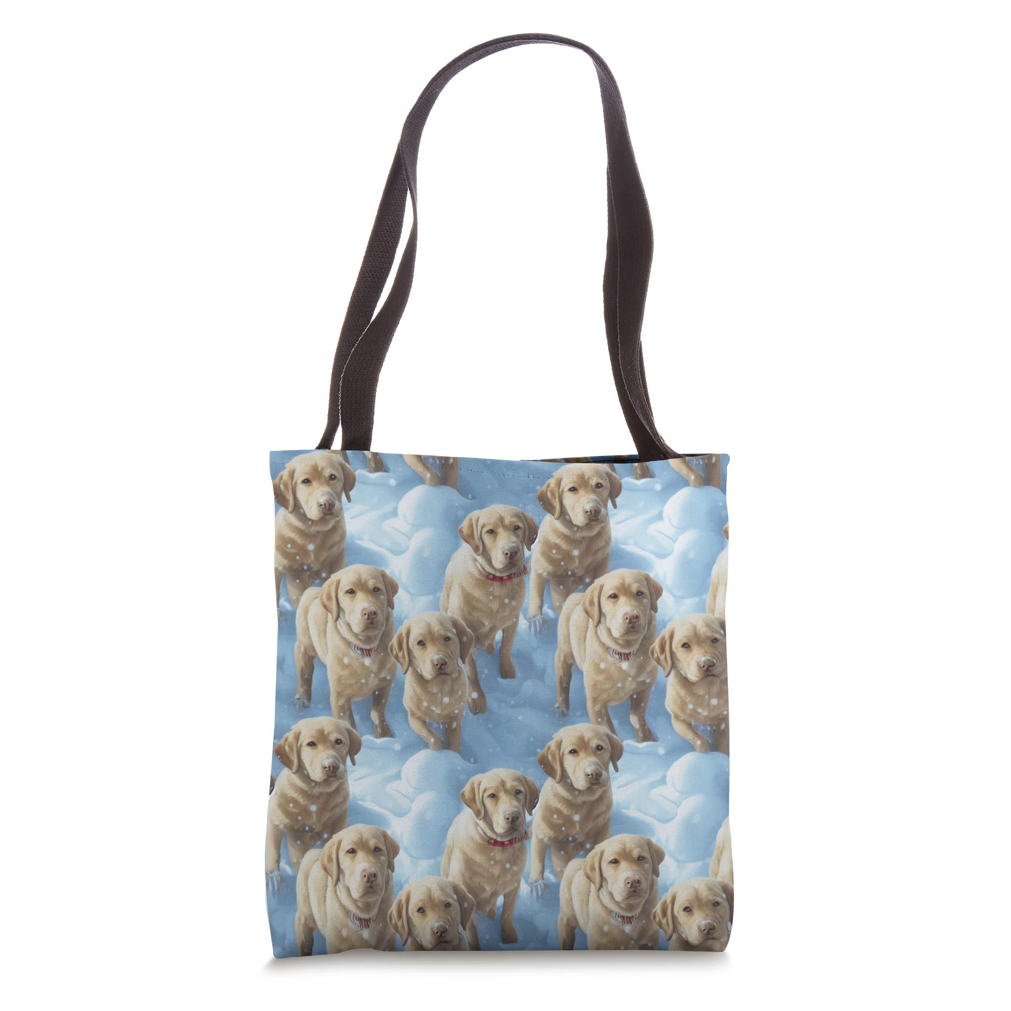 Cute Yellow Labrador Enchanted Winter Forrest Snow Tote Bag