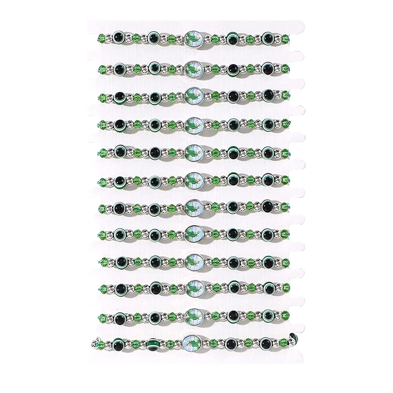 Uarein Saint Benedict/Saint Jude Beaded Bracelet for Women Men.Adjustable Braided Rope Bracelet Evil Eye Bracelet Luck Bracelet for Family 3Pcs (Green1)