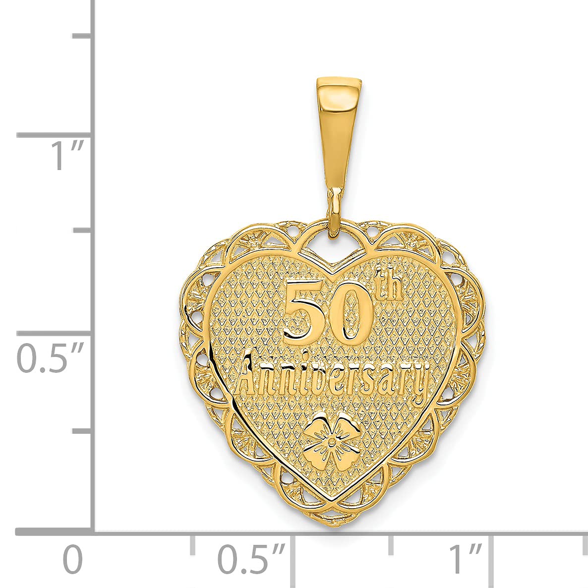 Jewelplus 14K Yellow Gold 29x20mm Reversible 50th ANNIVERSARY Charm Pendant