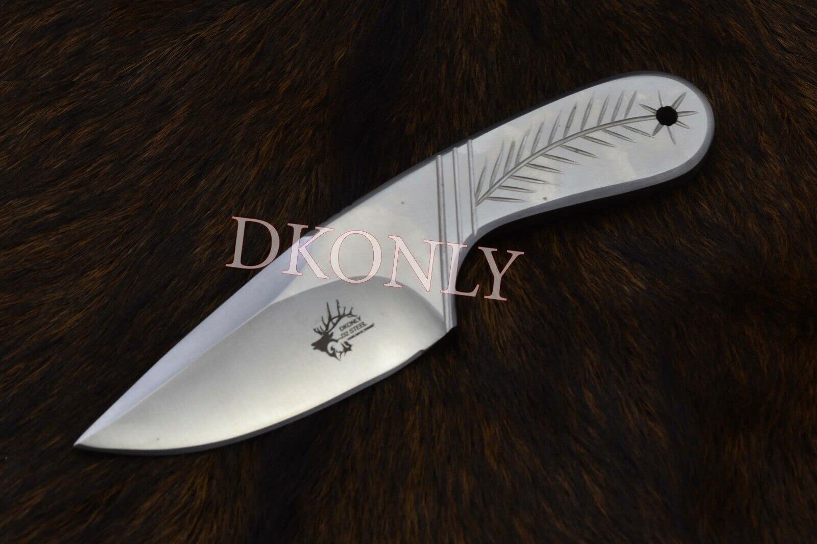 DKONLY-BLADES USA: 6.3" Custom Designed Hand-forged D2 Steel Hunting Blank Blade/Skinner Knife (i1x) (Handle Style: Flower)