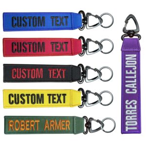 graceful life personalized keychain,customizable name number tag with key ring, key chain holder accessories, embroidery keytag for luggage (rotating keychain)