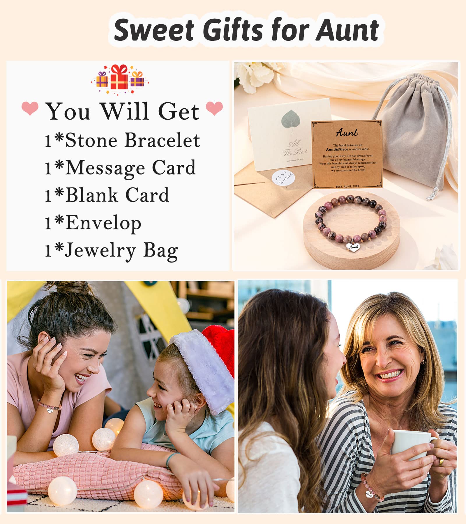 DiRikiss Mothers Day Gifts for Aunt from Niece Best Aunt Ever Gifts Birthday Christmas Valentines' Day Gifts for Aunt Auntie Bracelet