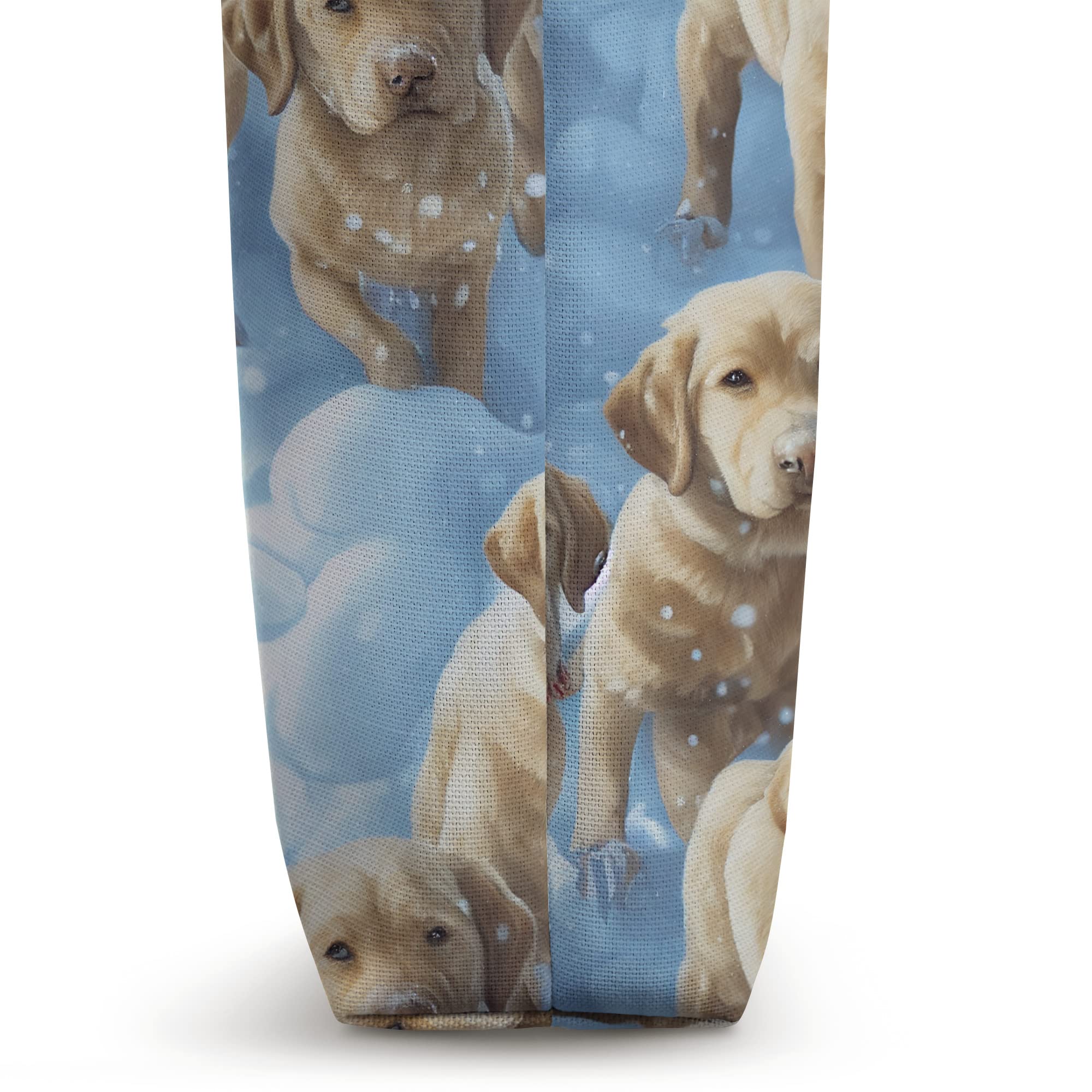 Cute Yellow Labrador Enchanted Winter Forrest Snow Tote Bag