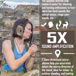 PROHEAR 030 Bluetooth 5.0 Electronic Shooting Muffs Digital Electronic Shooting Ear Protection Muffs with GEP02 Gel Ear Pads