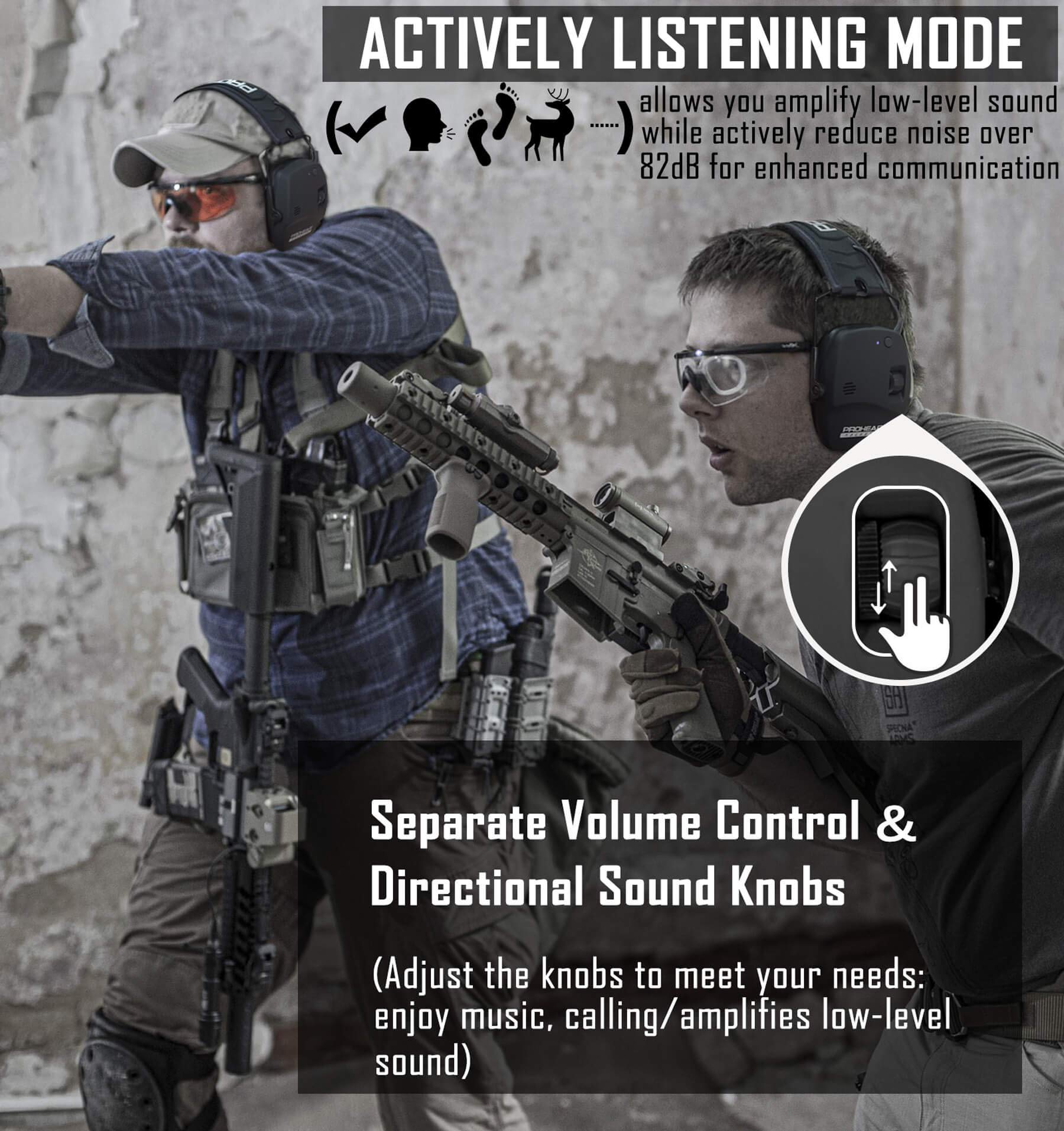 PROHEAR 030 Bluetooth 5.0 Electronic Shooting Muffs Digital Electronic Shooting Ear Protection Muffs with GEP02 Gel Ear Pads