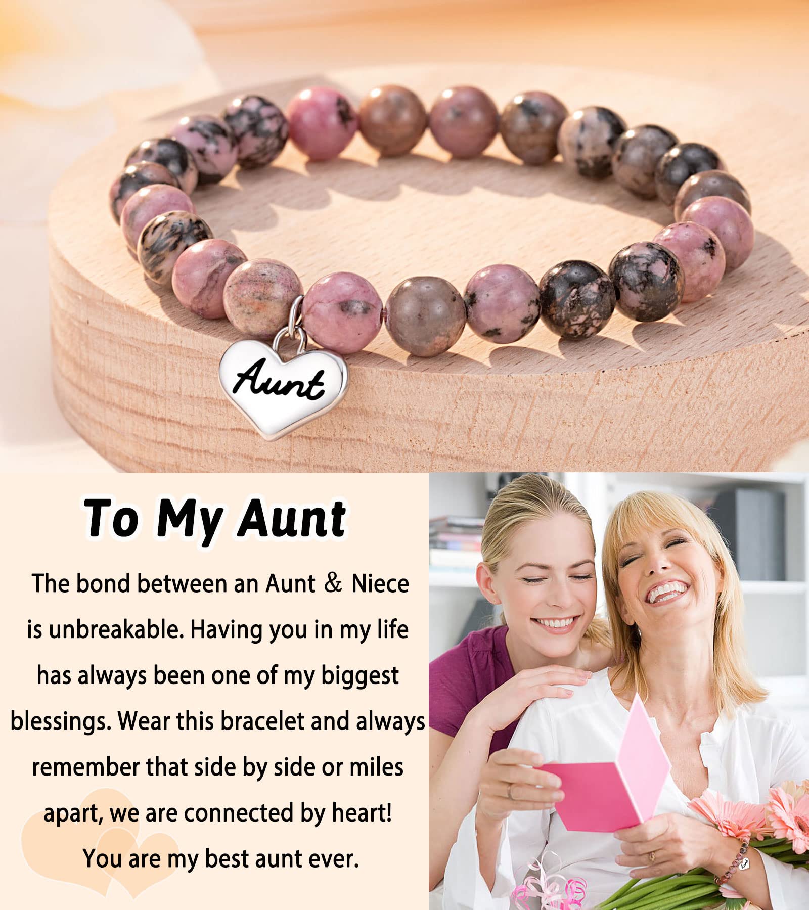 DiRikiss Mothers Day Gifts for Aunt from Niece Best Aunt Ever Gifts Birthday Christmas Valentines' Day Gifts for Aunt Auntie Bracelet