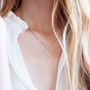 INFUSEU 444 Necklace Angel Number Sterling Silver Dainty Heart Pendant for Women Teen Trendy Numerology Jewelry Birthday Gifts for Girlfriend Daughter