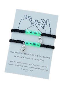 bracelet for women 2pcs glow in the dark bead decor dinosaur charm bracelet