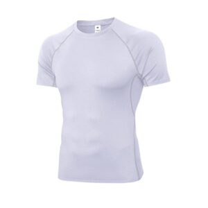 mens compression shirts running t-shirt breathable sport shirts short sleeve compression shirt tights quick dry tee white xl