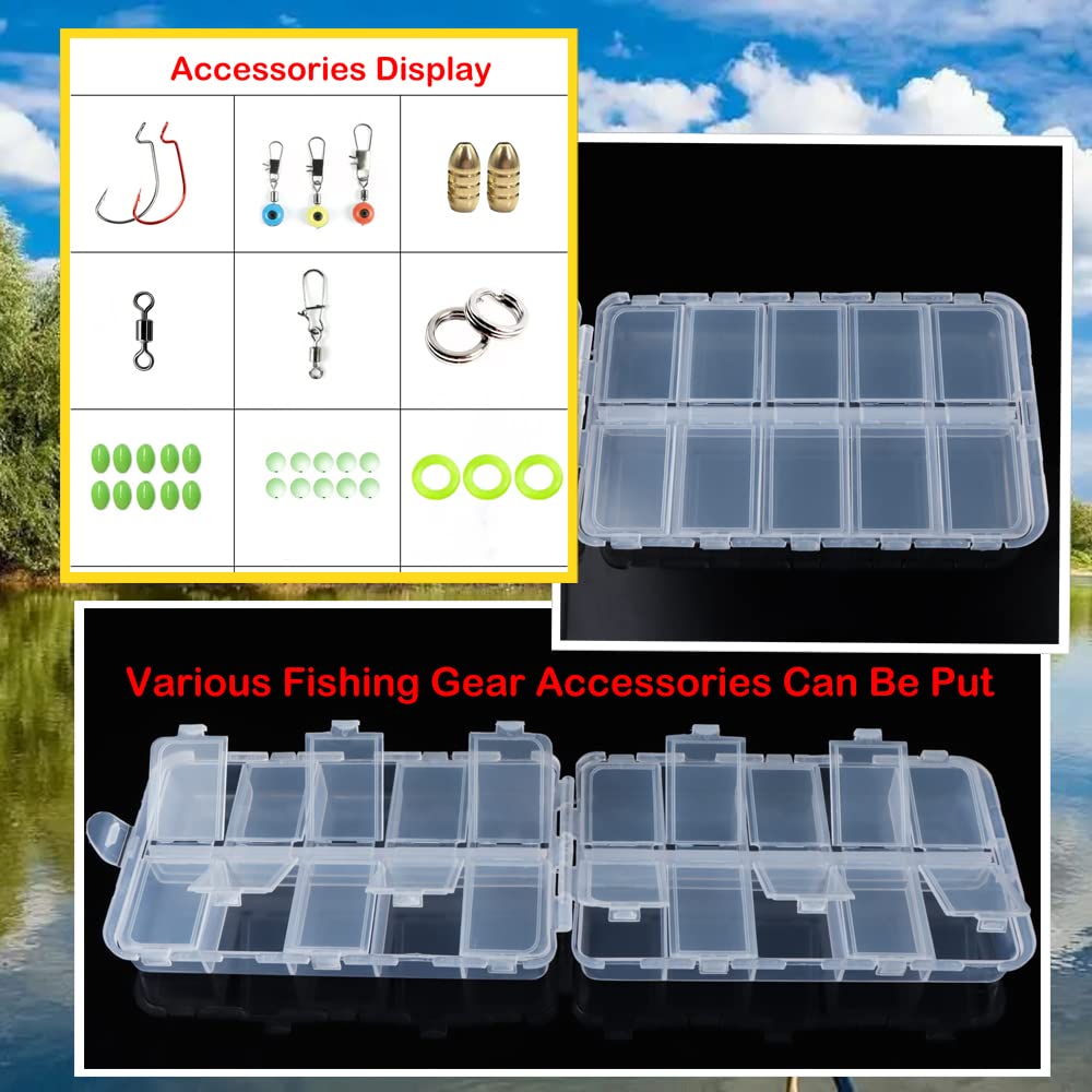 2 Pcs Fishing Tackle Storage Box Organizer, 20 Compartments Tackle Box, Tackle Utility Box for Fishing Home Small Item Storage