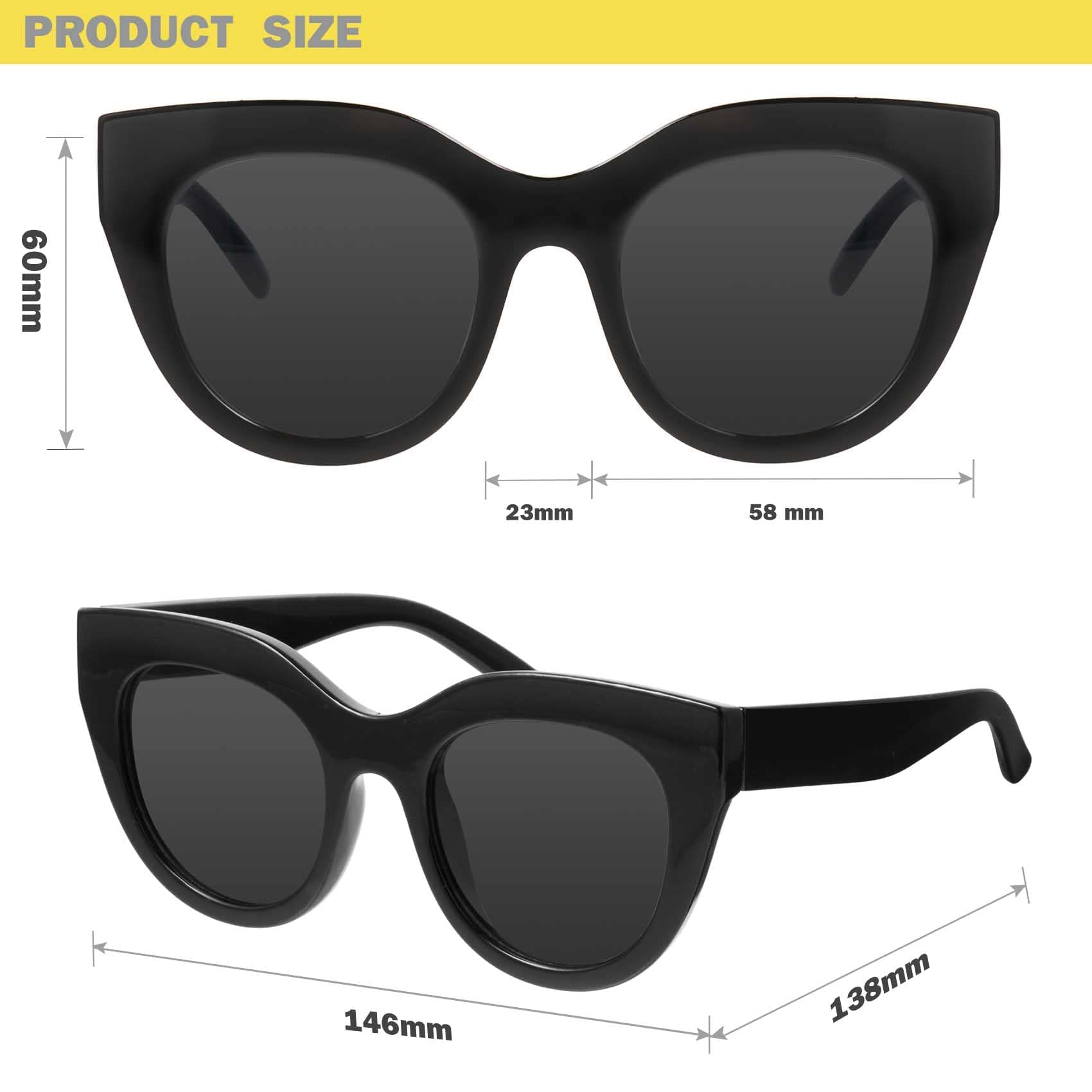 mosanana Oversized Round Cat Eye Sunglasses for Women Trendy Black Big Large Cool Cute Fashion Chunky Funky Stylish Aesthetic Mantis