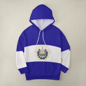 TAIZIYEAH Women's Long Sleeve Drop Shoulder El Salvador Flag Popular Cute Drawstring Hoodie Sweatshirt Womens Tops M