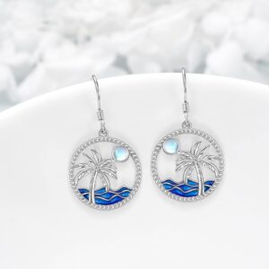 CRMAD Beach Tree Earrings Moonstone Sterling Silver Jewelry for Women(Tree)