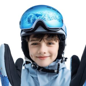 COPOZZ Ski Goggles Kids, Youth Snowboard Goggles for Boys Girls Toddler Age 2-12,OTG UV400 Helmet Compatible Skiing Equipment