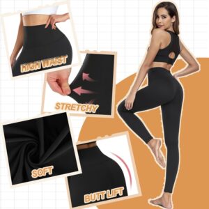 CTHH 4 Pack Leggings for Women Tummy Control-High Waisted Non See Through Black Soft Workout Yoga Pants