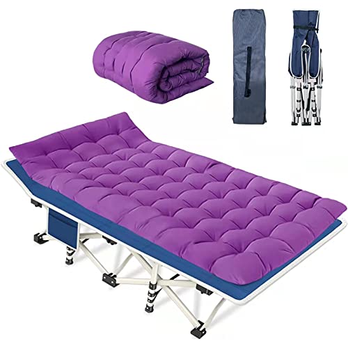 COLMERD Camping Cot with Comfortable Mattress Cots for Sleeping with Pad Heavy Duty Camping Bed Sleeping Cot Include Carry Bag Camping Cots for Adults Home Office Nap Vocation Outdoor