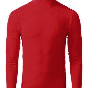 Mock Turtleneck for Men Thermal(Red,XL)