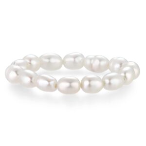 kifuteng boho pearl rings beaded rings adjustable stretch stackable rings for women jewellery (white, 5.5-7)